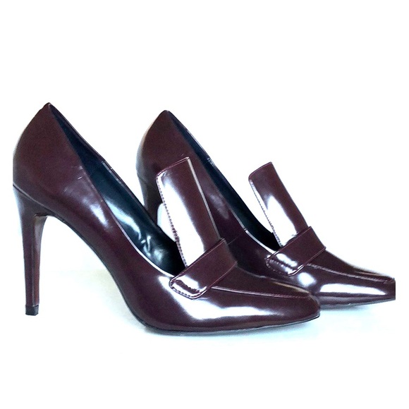 Zara | Shoes | Hp Zara High Heel Burgundy Loafers | Poshmark